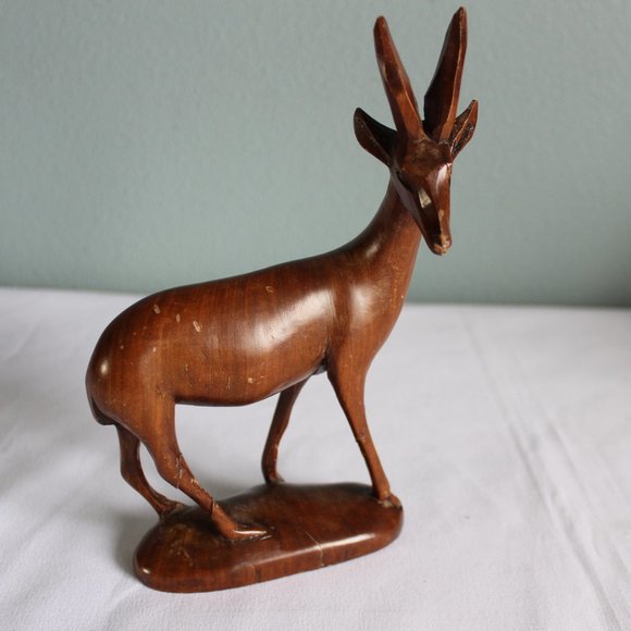 Source Unknown | Accents | Vintage Hand Carved Wood Gazelle African ...